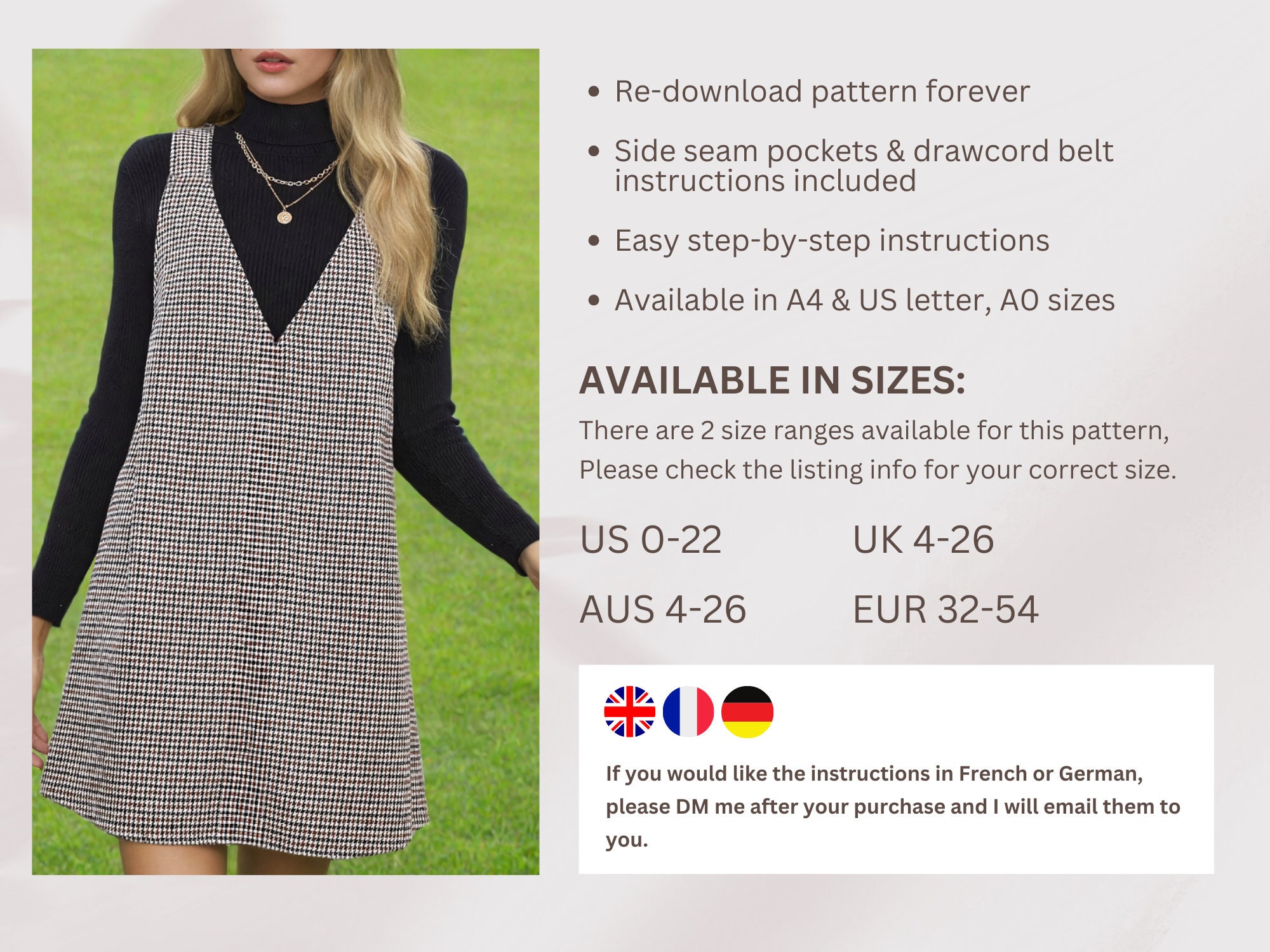 Shift Dress Pattern, Linen Dress Pattern, V Neck Dress Pattern, Tunic ...