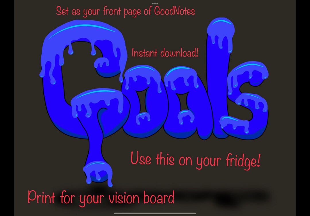 Large Printable Drawing of the Word “GOAL” With a Melting Ice Look - Etsy