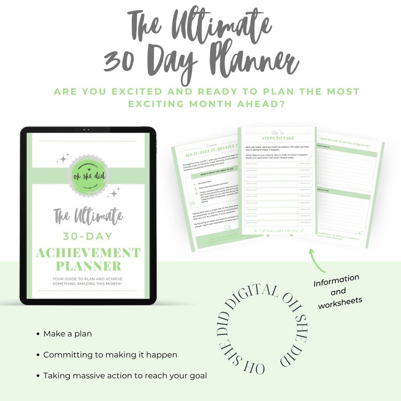30 Day Planner Printable, Achievement Planner, Setting Goals, Making a ...