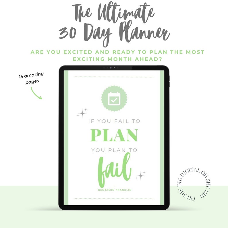 30 Day Planner Printable, Achievement Planner, Setting Goals, Making a ...