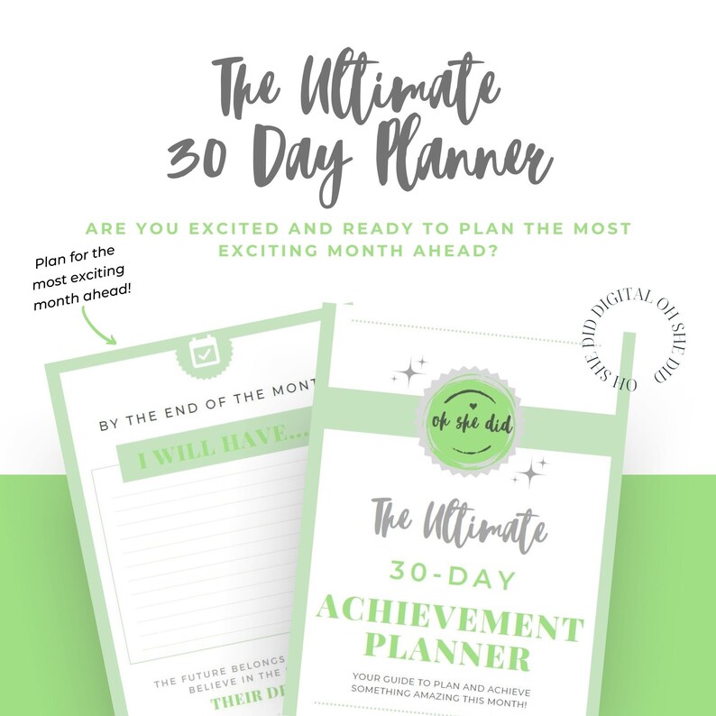 30 Day Planner Printable, Achievement Planner, Setting Goals, Making a ...