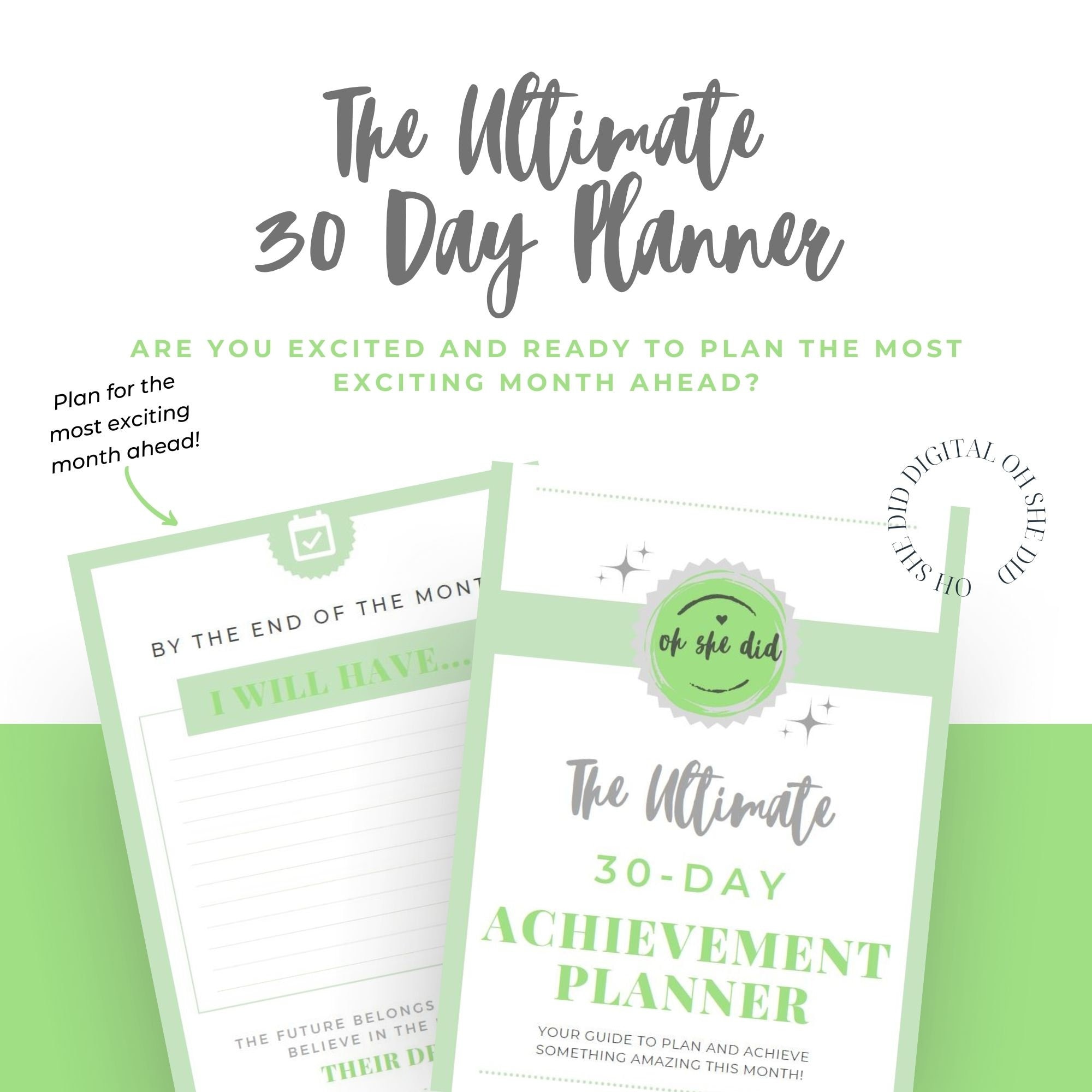 30 Day Planner Printable, Achievement Planner, Setting Goals, Making a ...