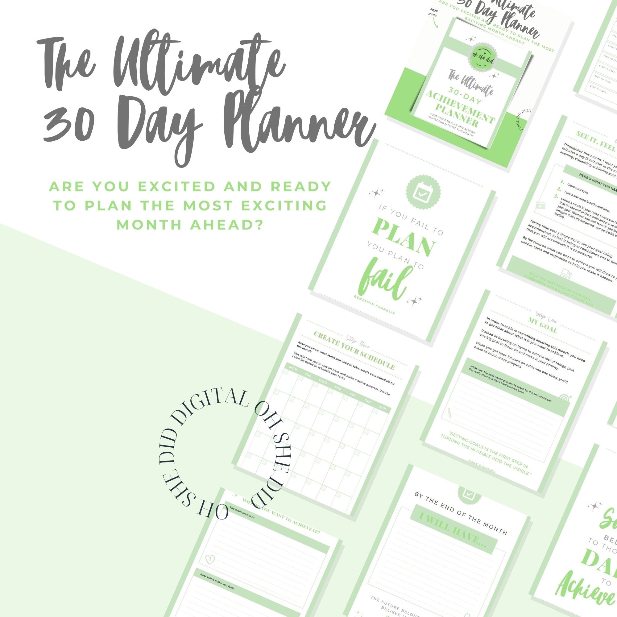 30 Day Planner Printable, Achievement Planner, Setting Goals, Making a ...