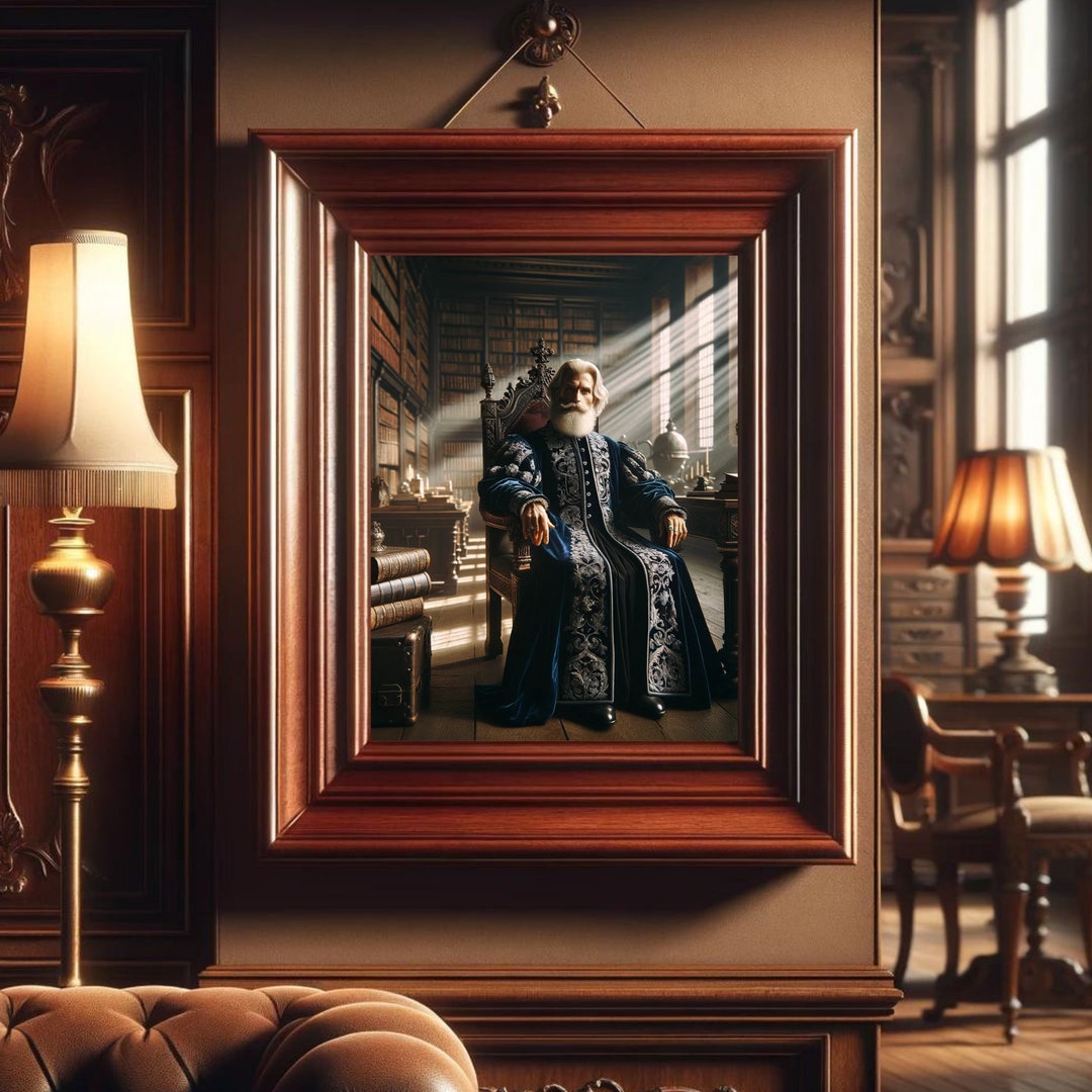 The Sage Monarch in His Studywall Artoil Painting Mood Wall Decoration ...