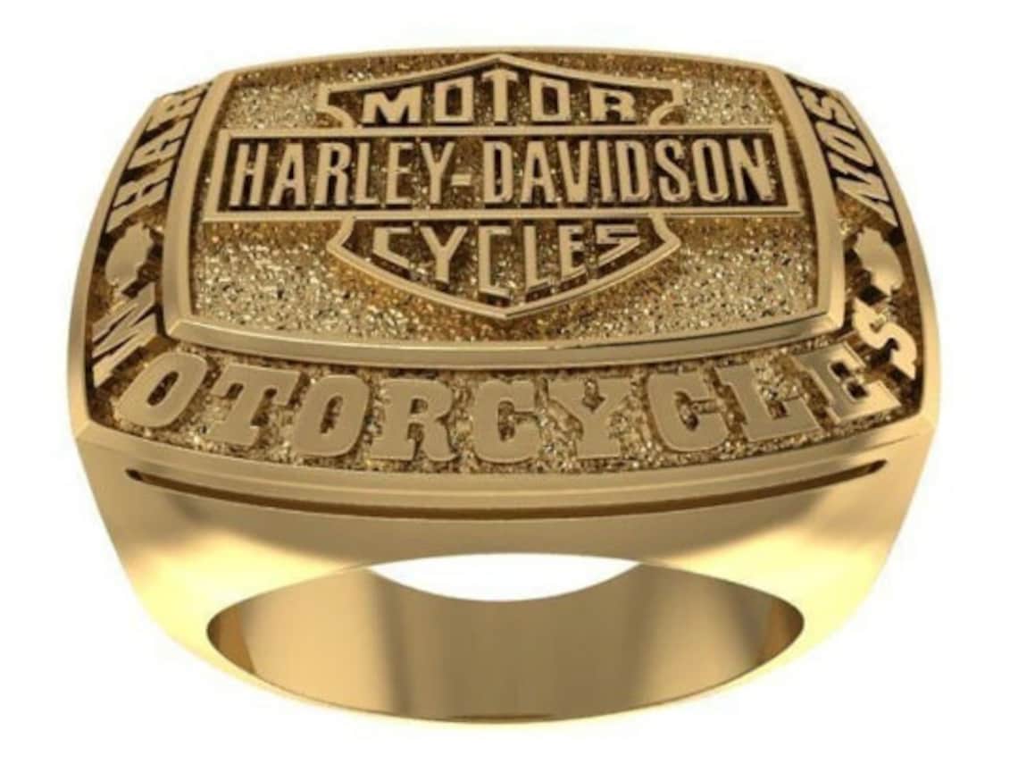 14K Gold Over Harley Ring Hog Motor Ring Harley Davidson Ring - Etsy