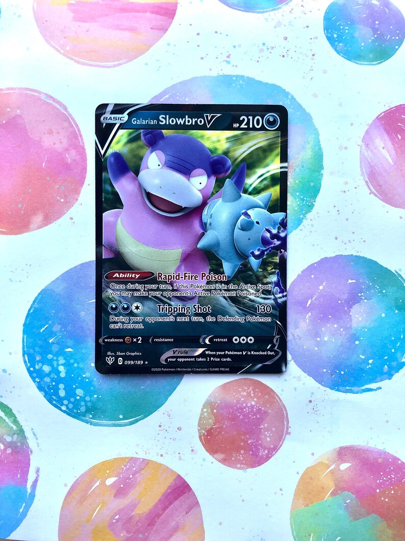 Pokemon Galarian Slowbro V Ultra Rare Pokemon Card Darkness Ablaze Real ...