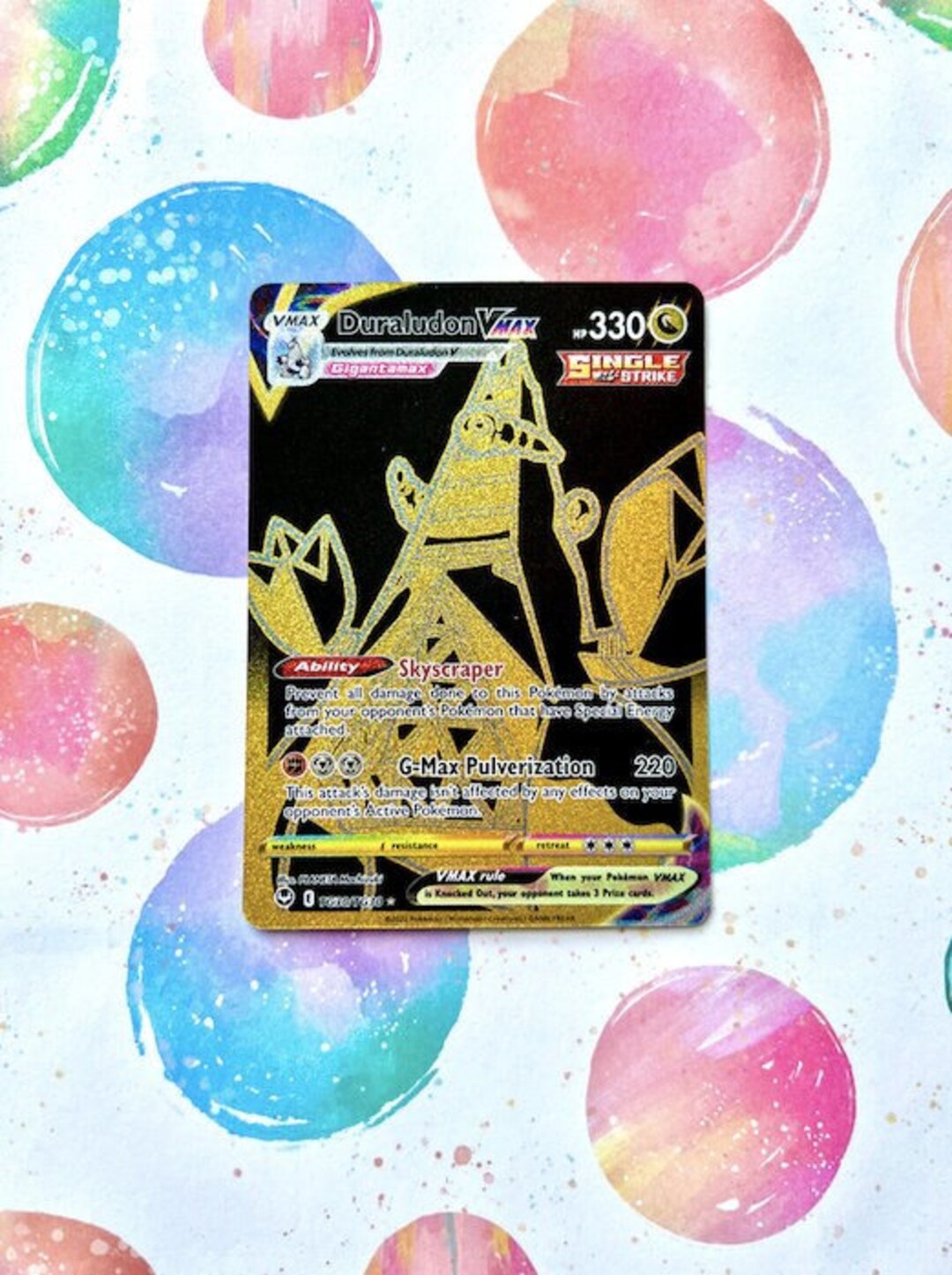 Pokemon Gold Duraludon VMAX Full Art Ultra Rare Card Silver Tempest ...