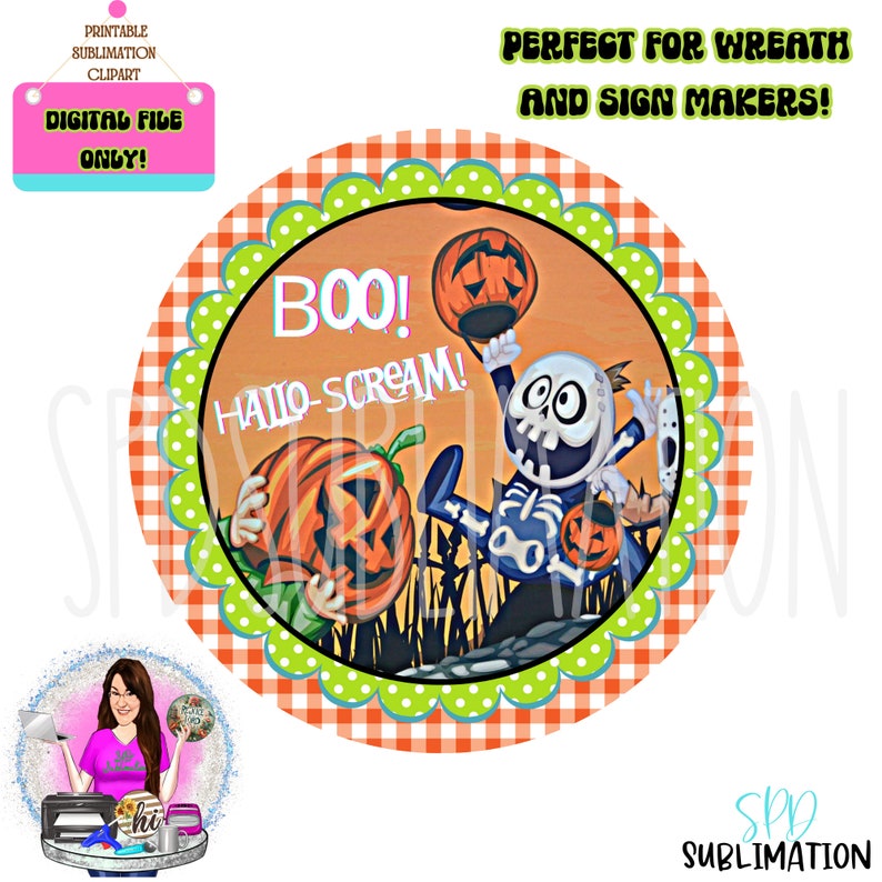 Happy Halloween Sign Printable Sublimation Graphic, Skeleton Printable ...