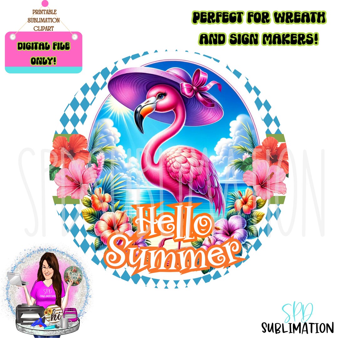 Hello Summer Flamingo Sublimation Graphic, Hello Summer Flamingo ...