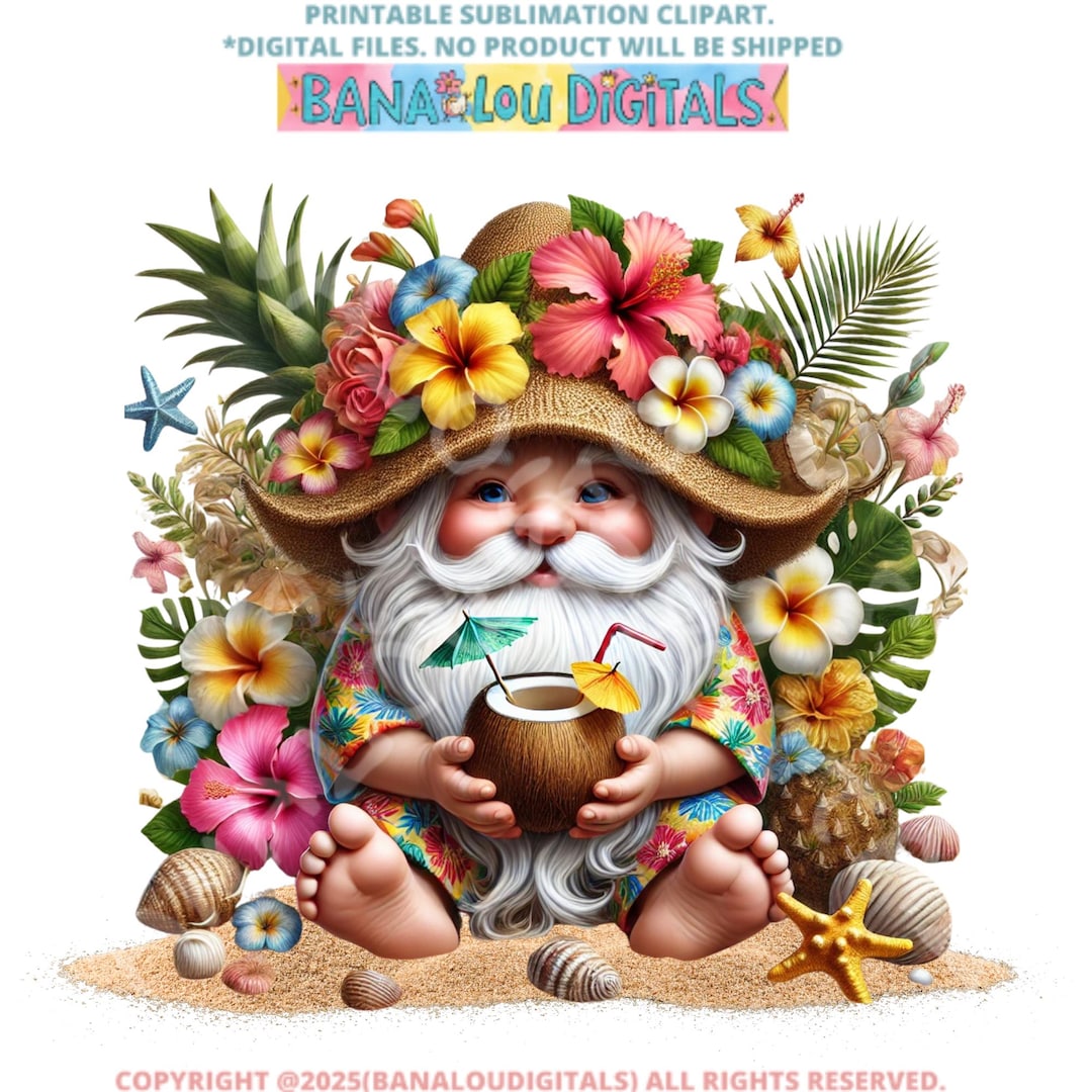 Summer Gnome Clipart PNG, Summer Gnomes, Sublimation Graphic, Card ...