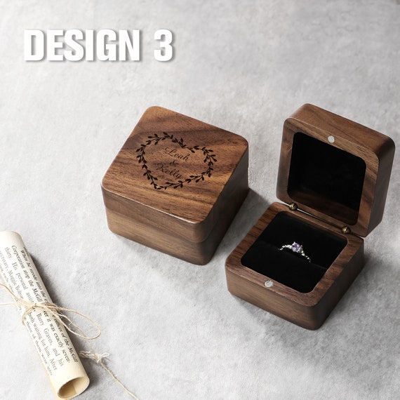 Personalized Wooden Ring Box Single Ring Carrier Ring Box | Etsy