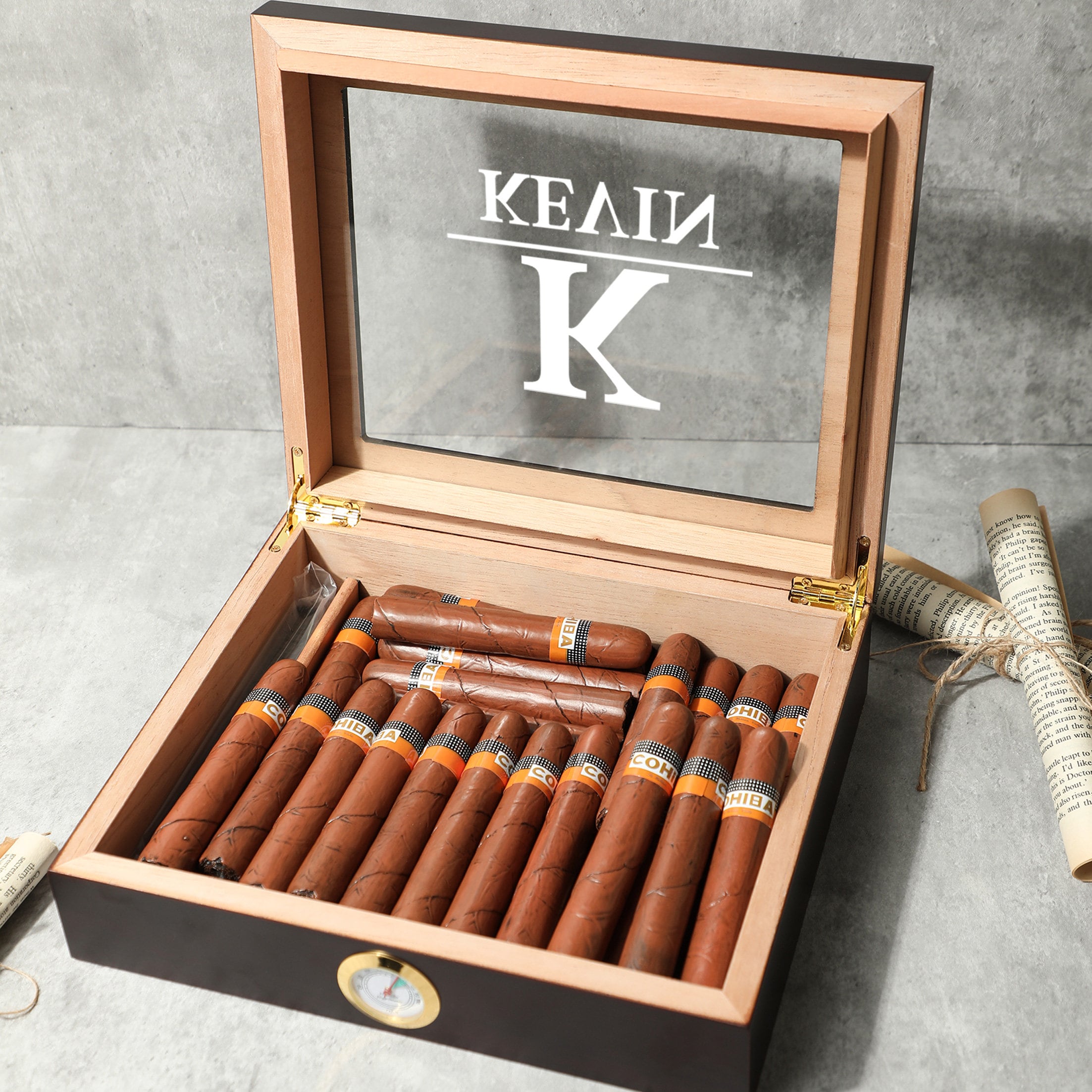 Custom Monogram Cigar Box Cigar Holder Box Custom Wood - Etsy