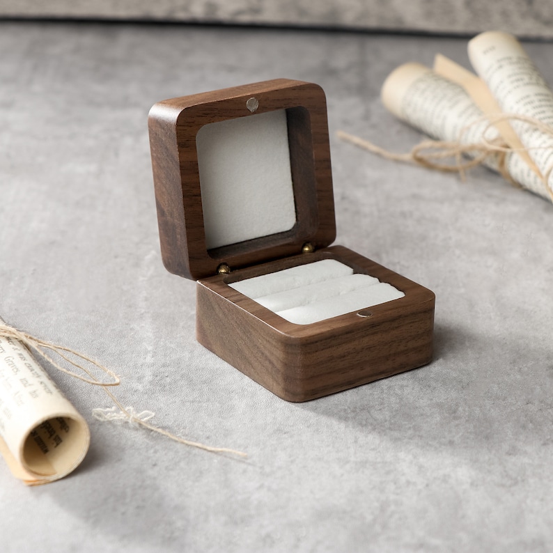 Personalized Wedding Ring Box Square Ring Box Double Ring - Etsy UK