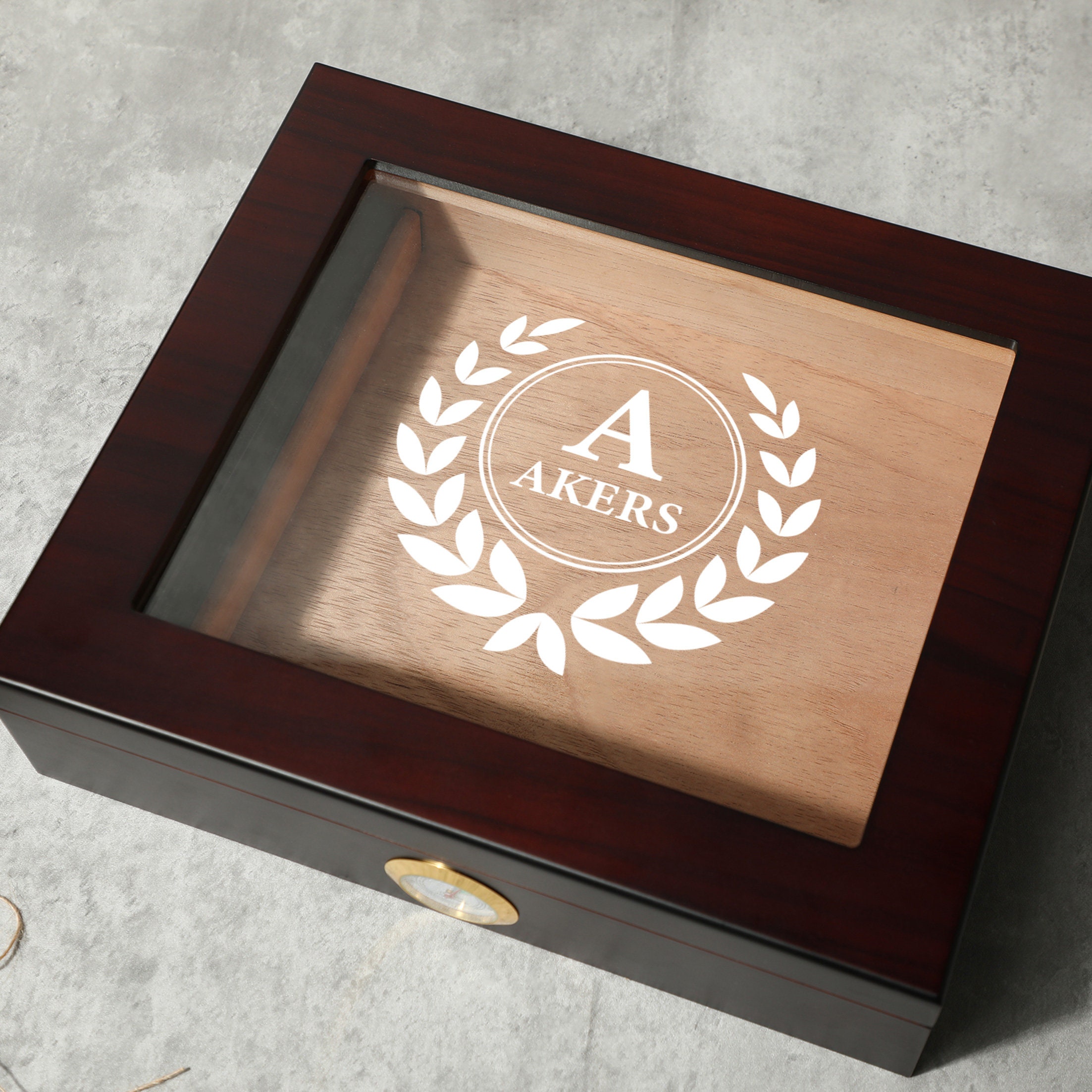 Custom Monogram Cigar Box Cigar Holder Box Custom Wood - Etsy