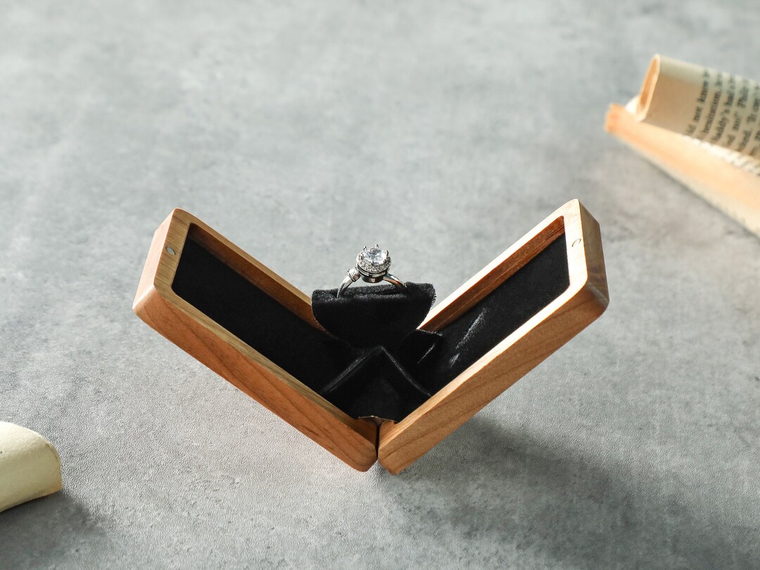 Handmade Proposal Box, Rotating Engagement Ring Box, Thin Ring Box ...