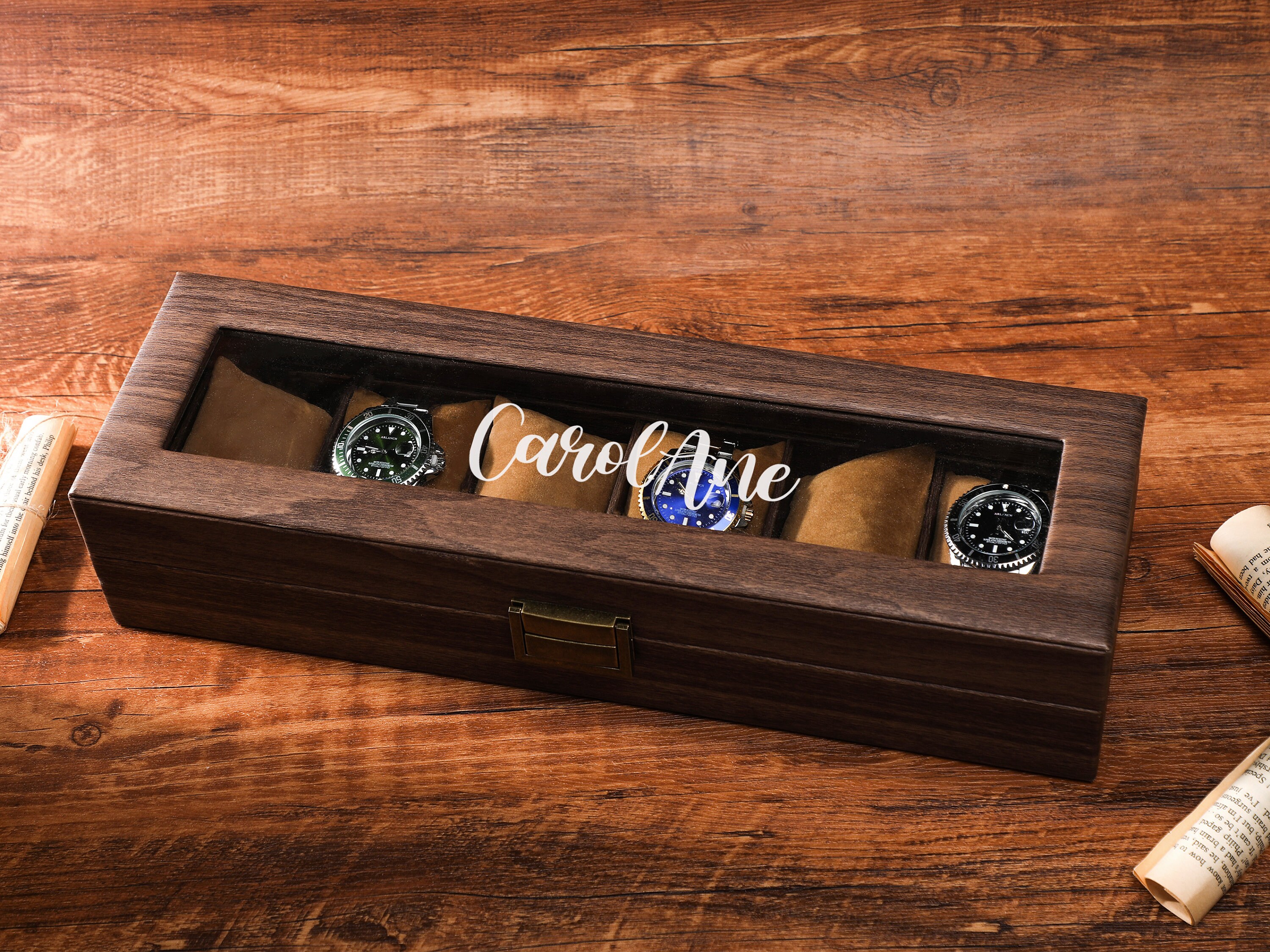Personalized Watch Storage Case Wood Grain Custom Watch - Etsy UK