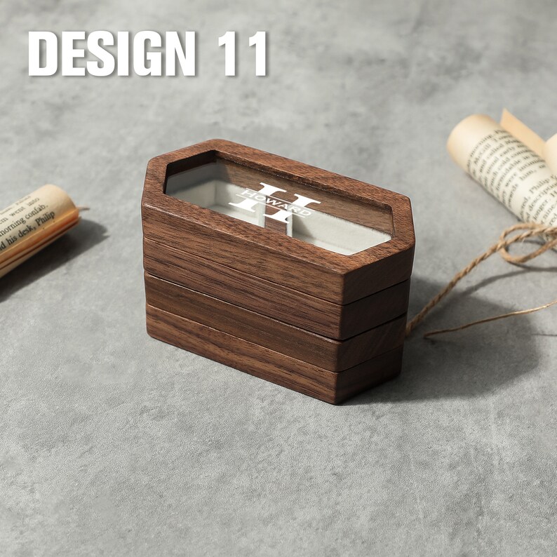 Personalized Ring Box Double Irregular Slot Ring Box Wood - Etsy
