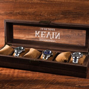 Personalized Watch Storage Case, Wood Grain Custom Watch Storage Case ...