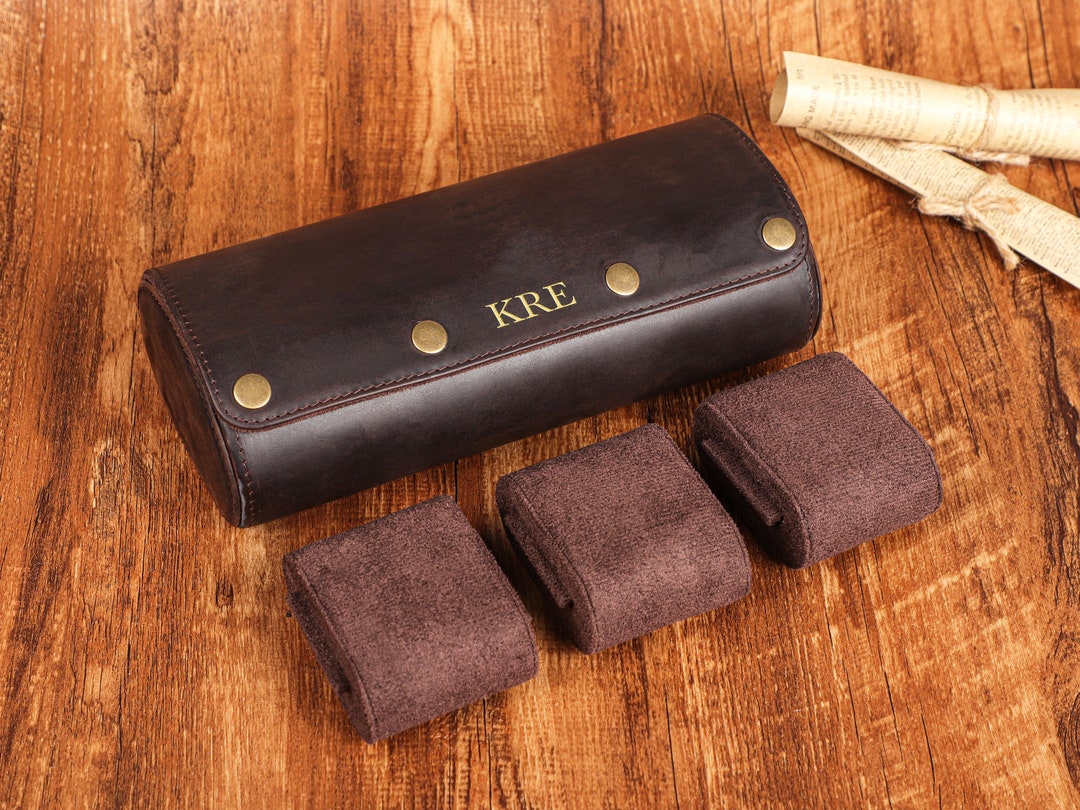 Personalized Leather Watch Case, Brown Watch Box, Travel Watch Box ...