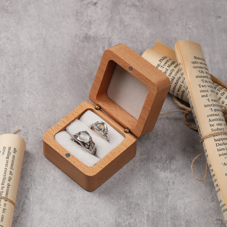 Personalized Wedding Ring Box Square Ring Box Double Ring - Etsy