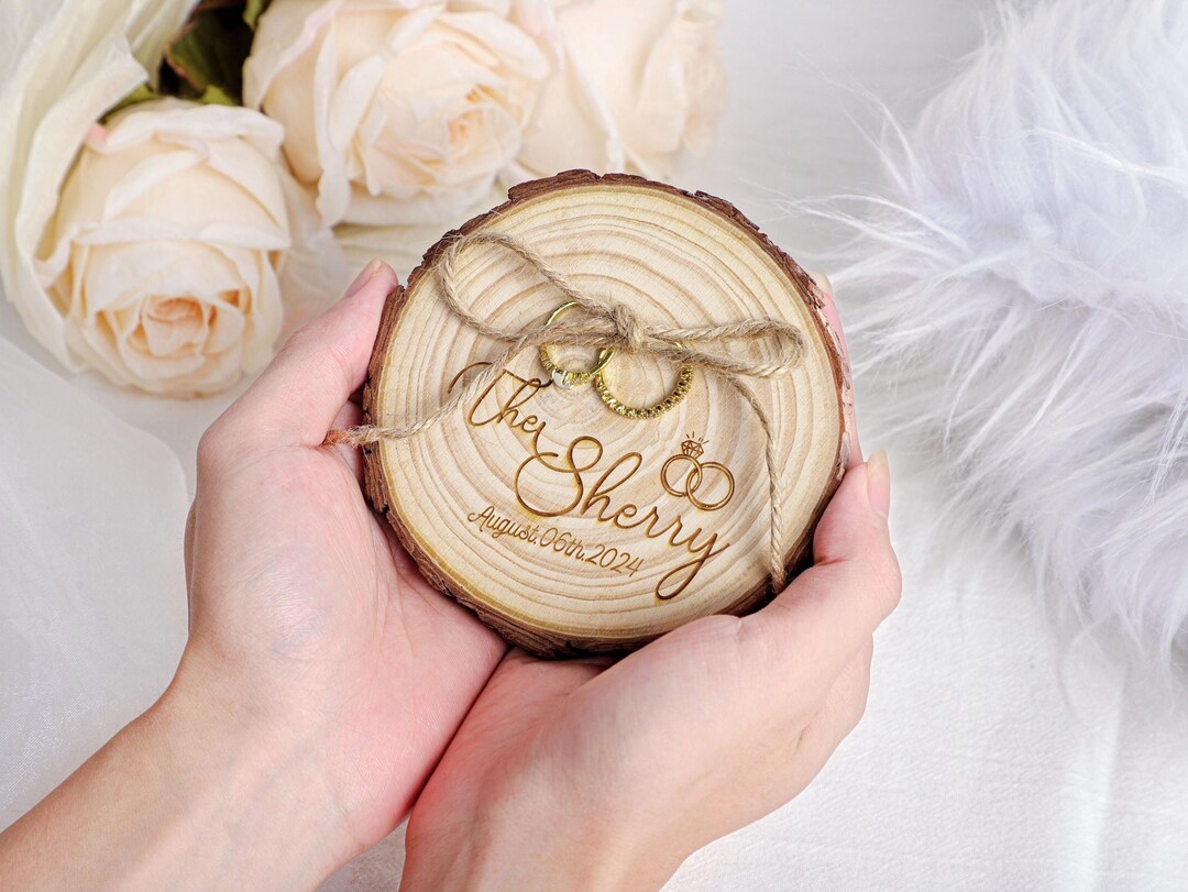 Custom Engagement Ring Box for Wedding Ceremony Ring Tray, Wooden Ring ...