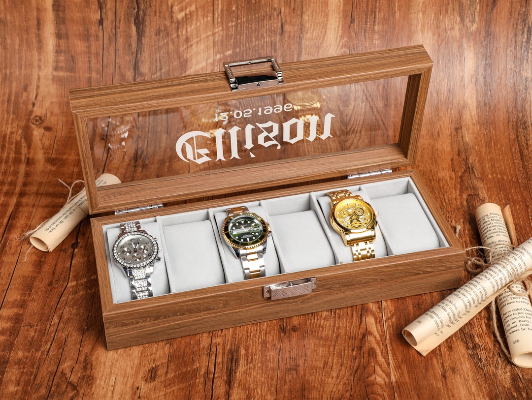 Personalized Text Watch Case, Luxury Watch Box, Custom Watch Case ...