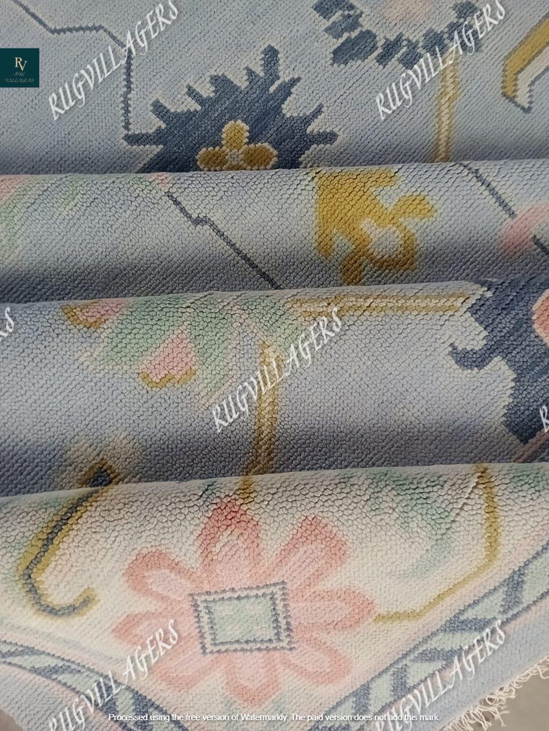 Steel Blue Modern Oushak Beige Muted Rug 8x10/9x12/10x14 Hand Knotted ...