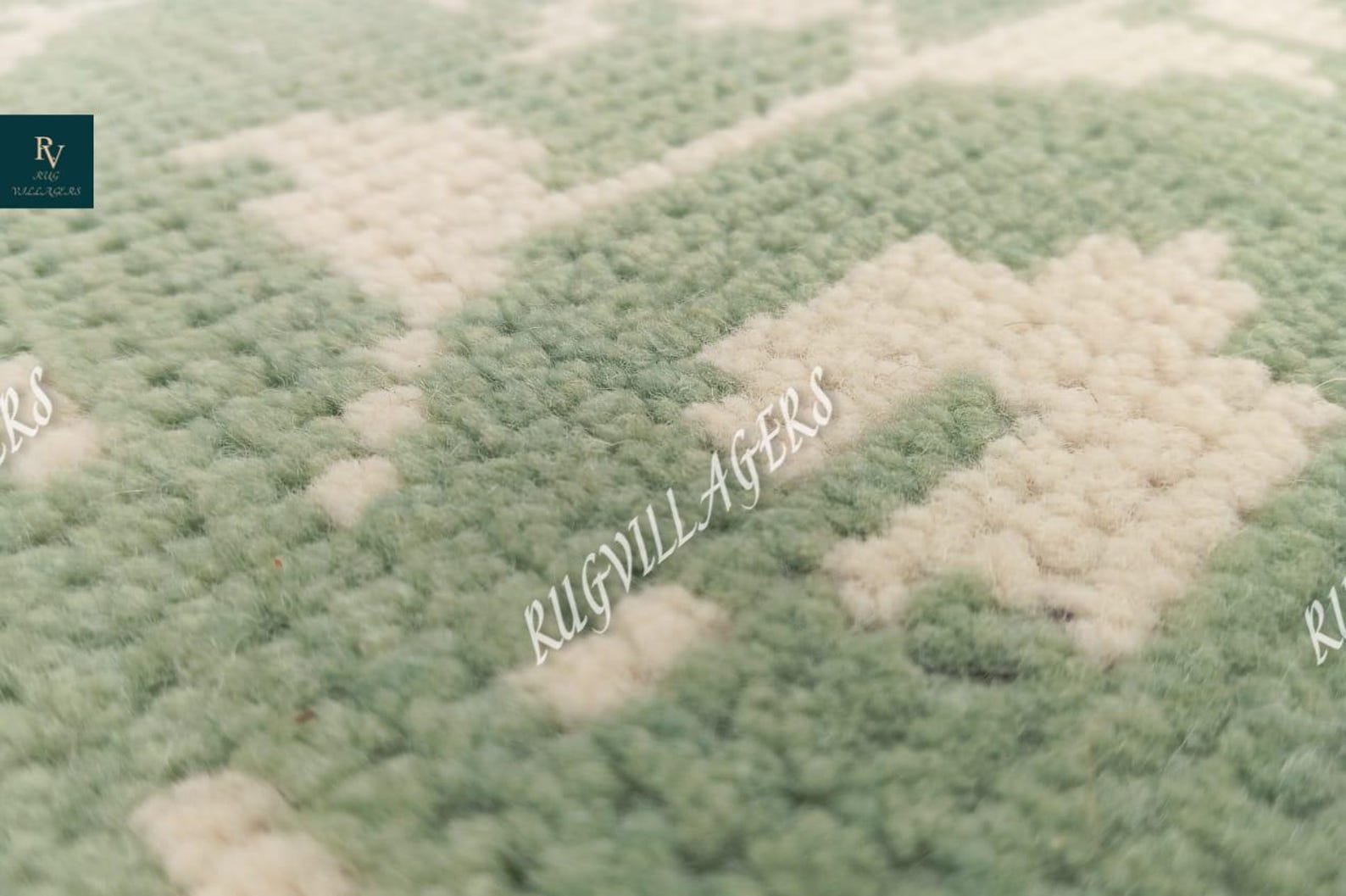 Pistachio Green and Beige Rug 8x10/9x12/10x14 Hand Knotted Oushak ...