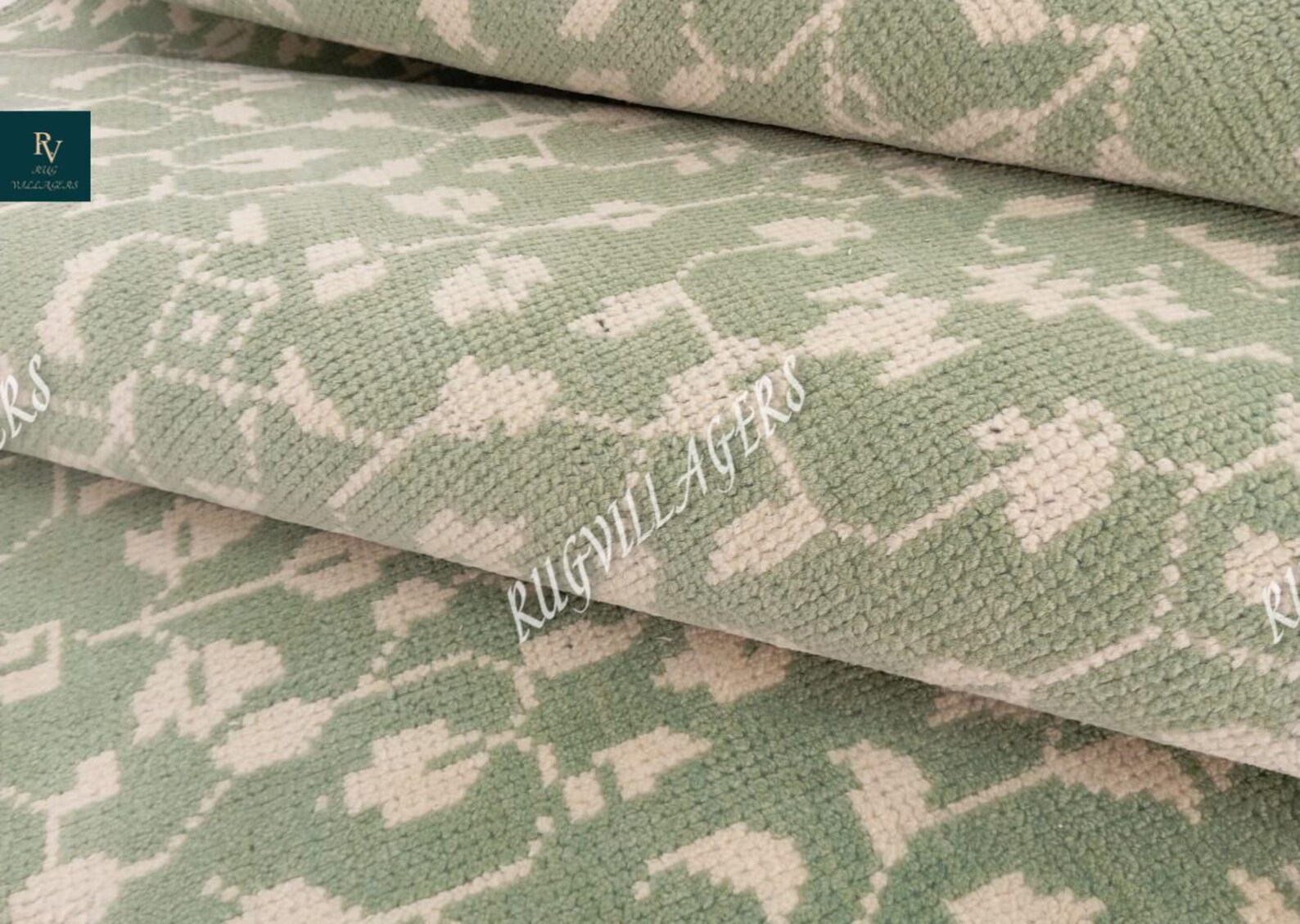 Pistachio Green and Beige Rug 8x10/9x12/10x14 Hand Knotted Oushak ...