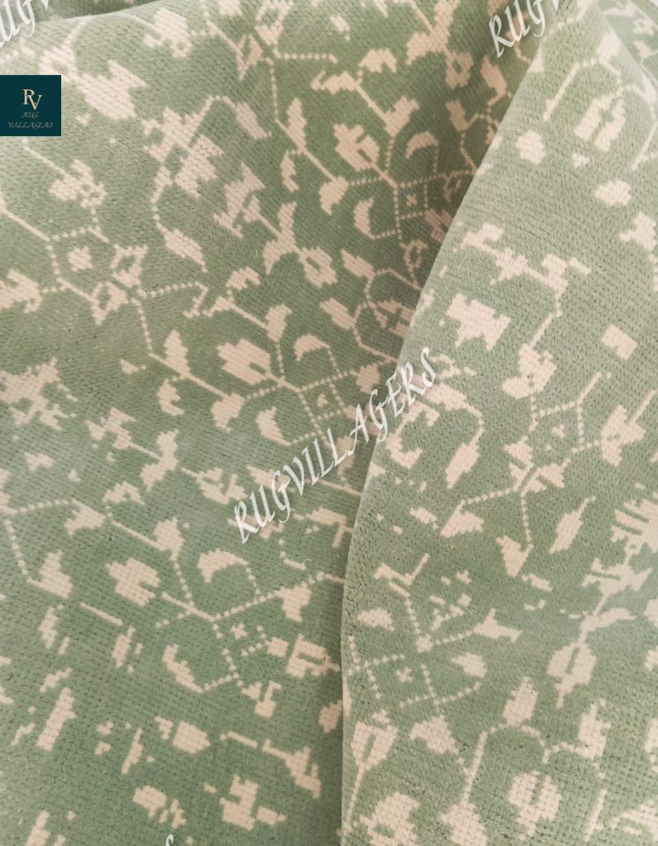 Pistachio Green and Beige Rug 8x10/9x12/10x14 Hand Knotted Oushak ...