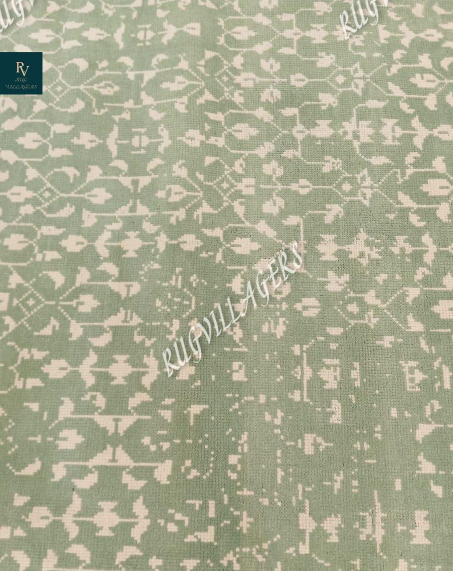 Pistachio Green and Beige Rug 8x10/9x12/10x14 Hand Knotted Oushak ...