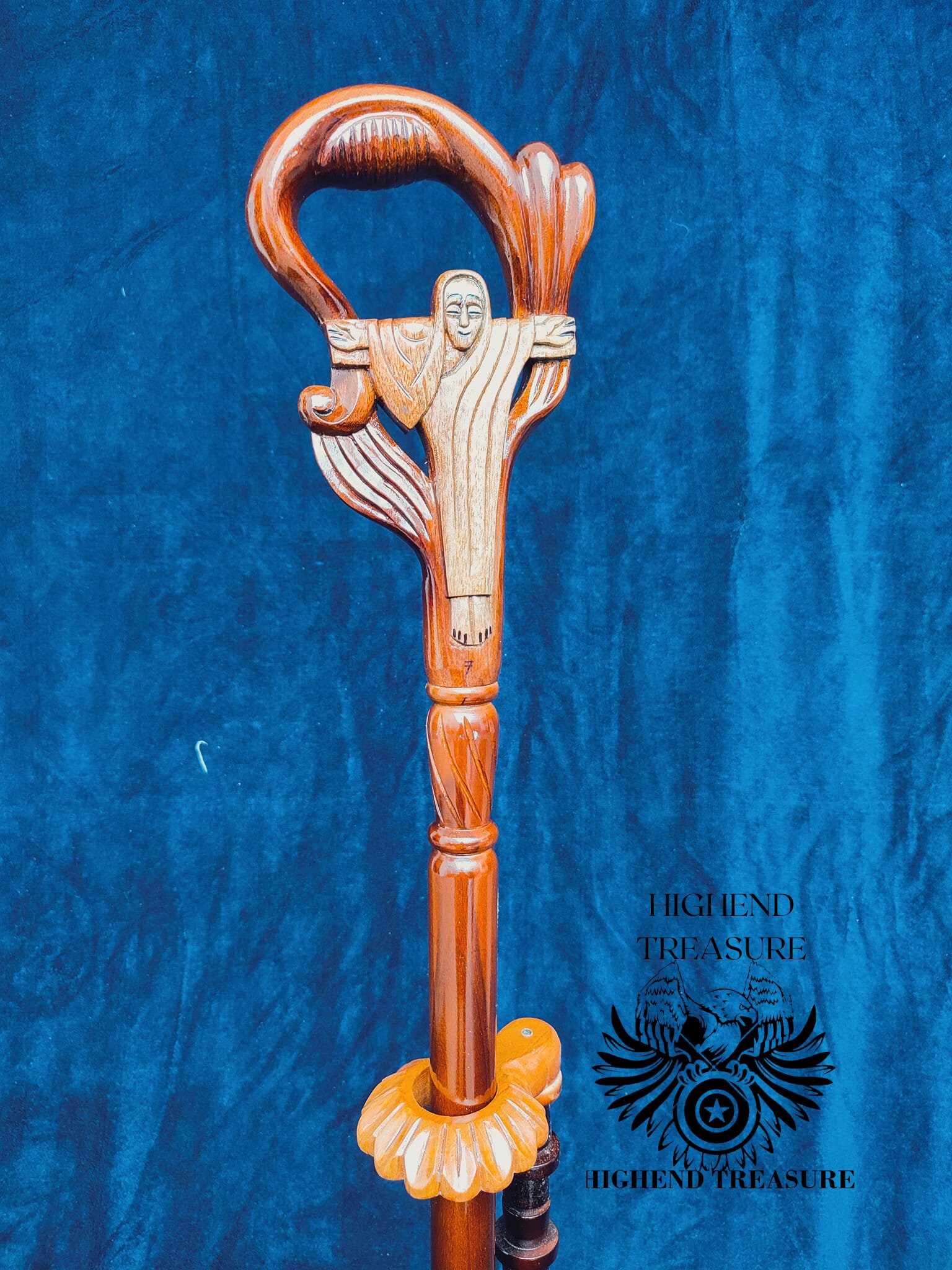 Divine Artistry Handcrafted Christ Crucified Carved Cane Sacred Symbol ...
