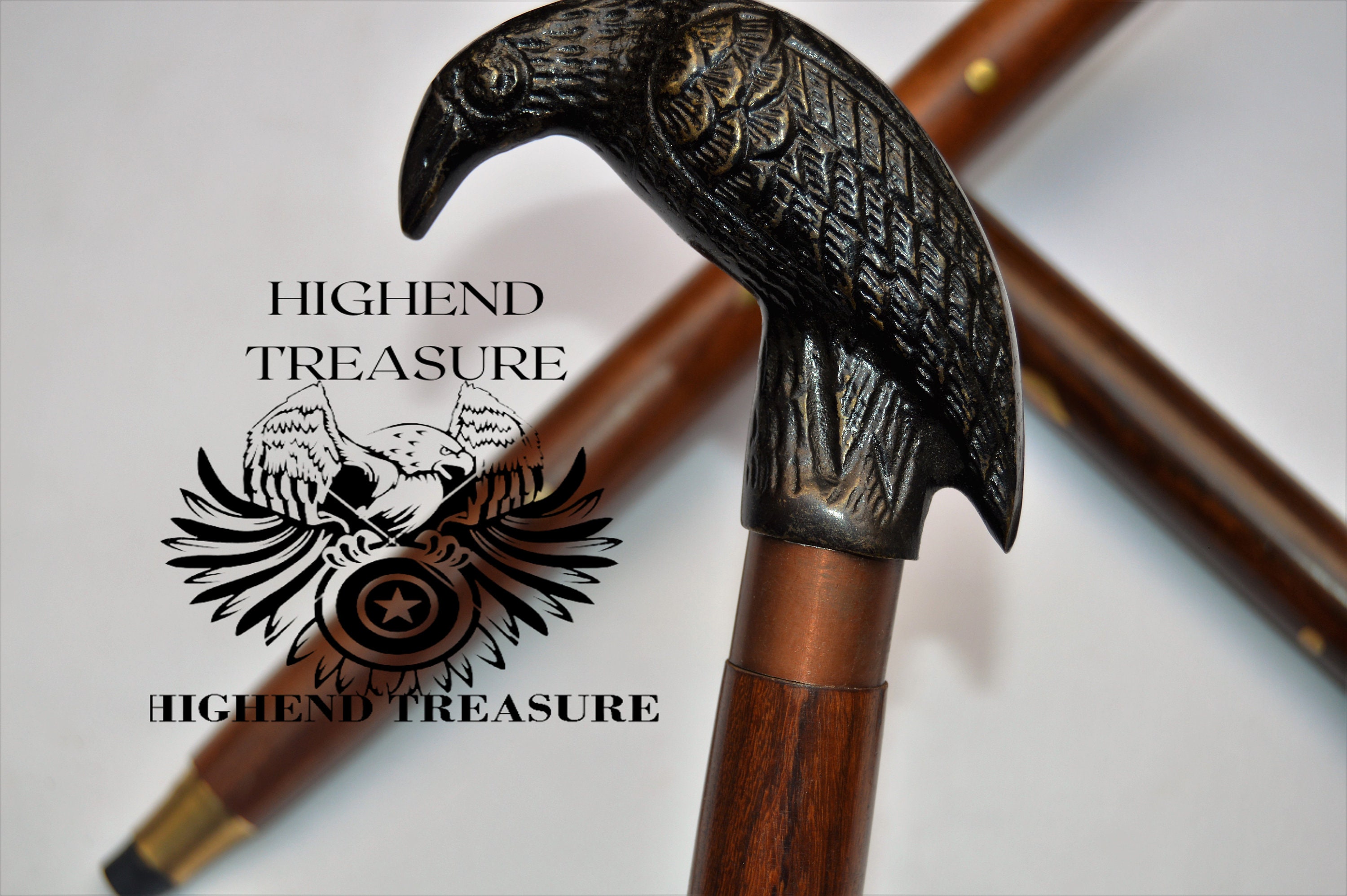 Victorian Brass Antique Crow Raven/walking Cane Wands Walking Stick ...