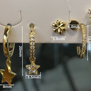 Gold Earrings Set,earring Stud Sets,8 Pcs Multiple Piercing,multiple ...