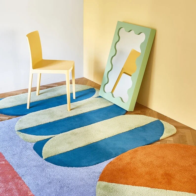 Oval Rug Mid Century Rug Colorful 5x8 Large Oval Rug Rug for Bedroom ...
