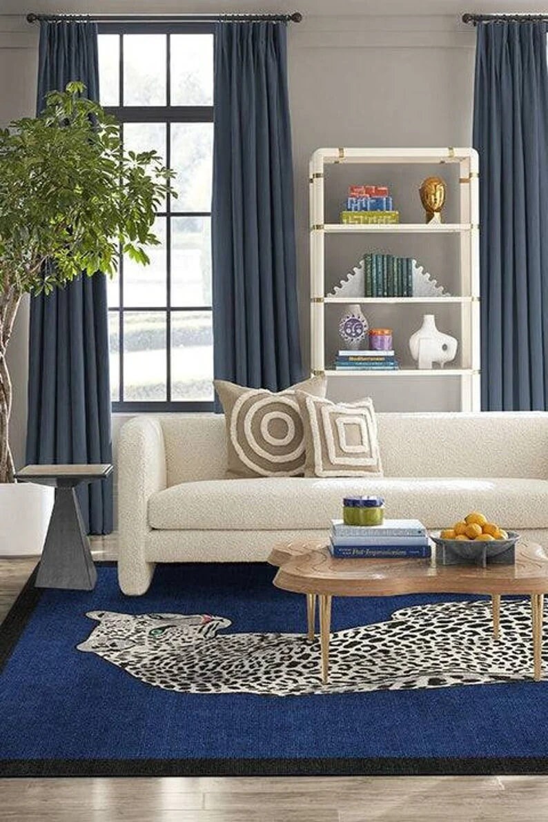 Leopard Area Rug, Animal Print Rug, Green Area Rug Carpet, Hand Tufted ...