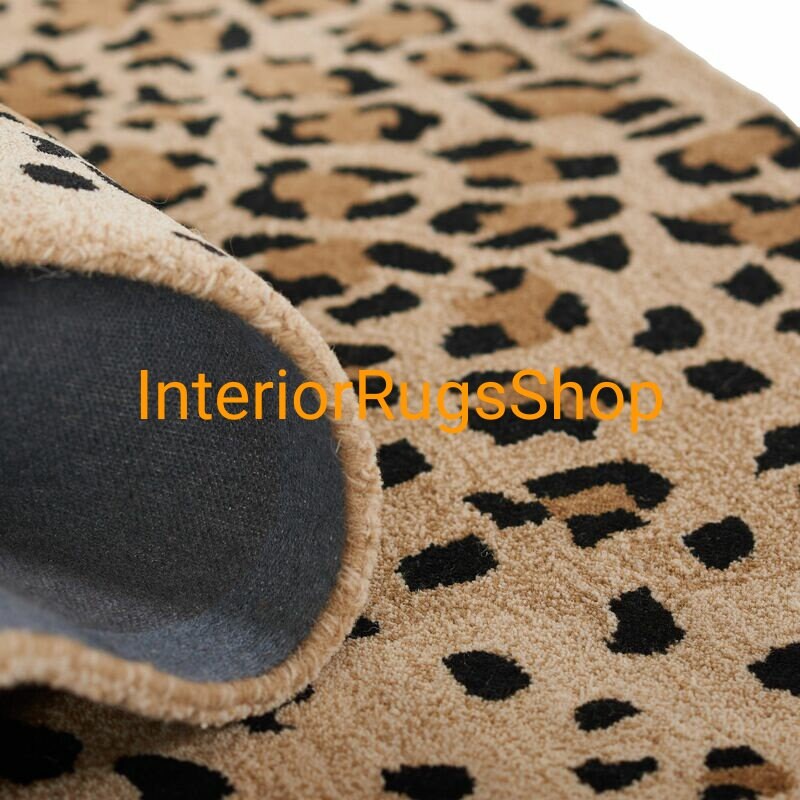 Leopard Area Rug, Animal Print Rug, Green Area Rug Carpet, Hand Tufted ...