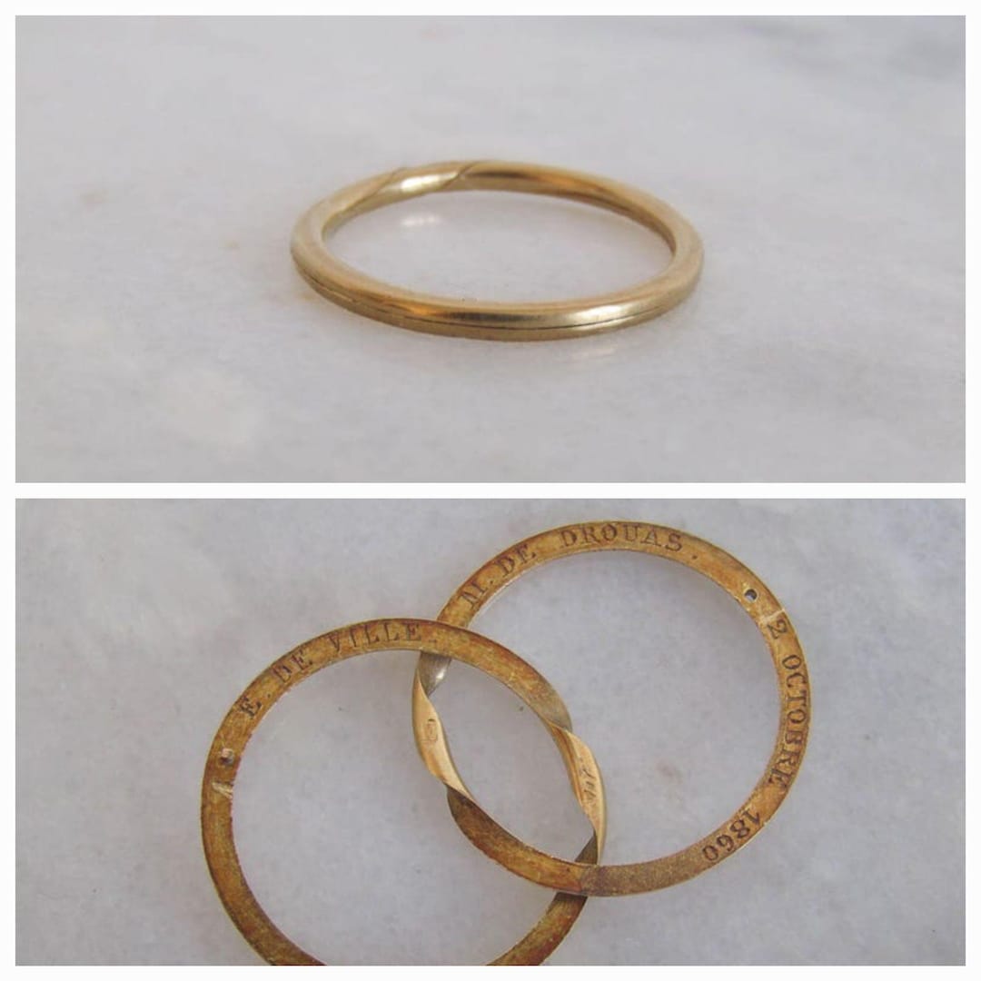 1860 French Gimmel Ring, Gimmal Engagement Band, Antique Joint Ring ...