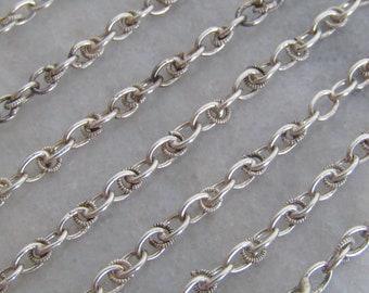 56" Antique Silver Victorian Fancy Chain, French Belle Epoque Long ...