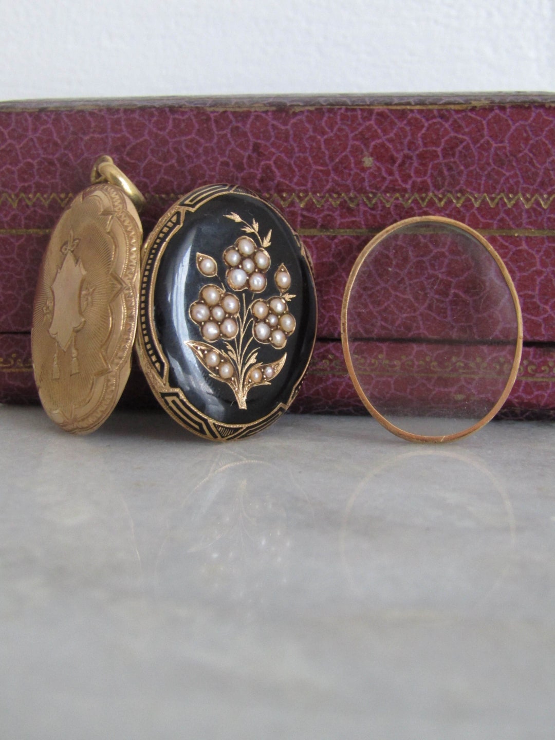 SOLD Antique 18K Solid Gold and Enamel Victorian Mourning Locket With ...