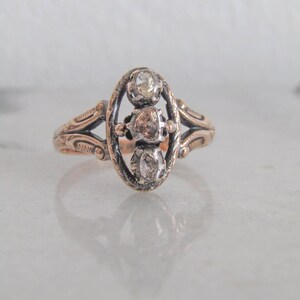 Antique Georgian Three Stone Rose Cut Diamond Ring C. 1830 - Etsy