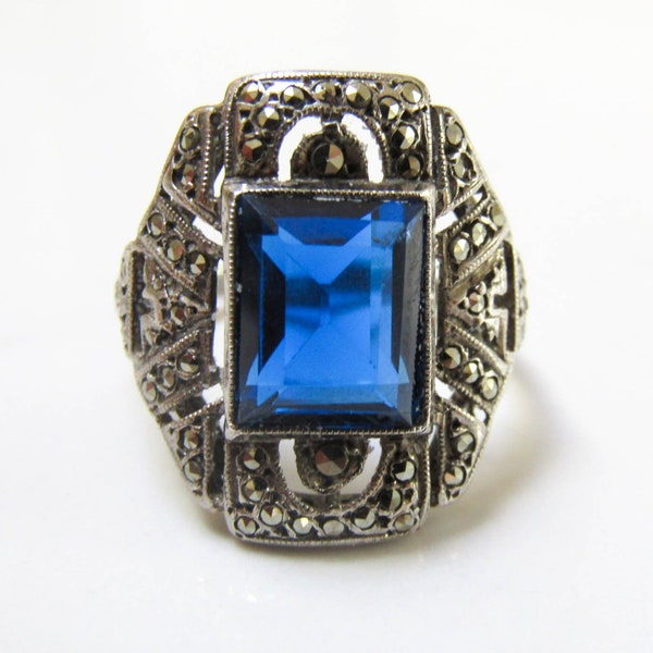 Silver Art Deco Ring - Etsy