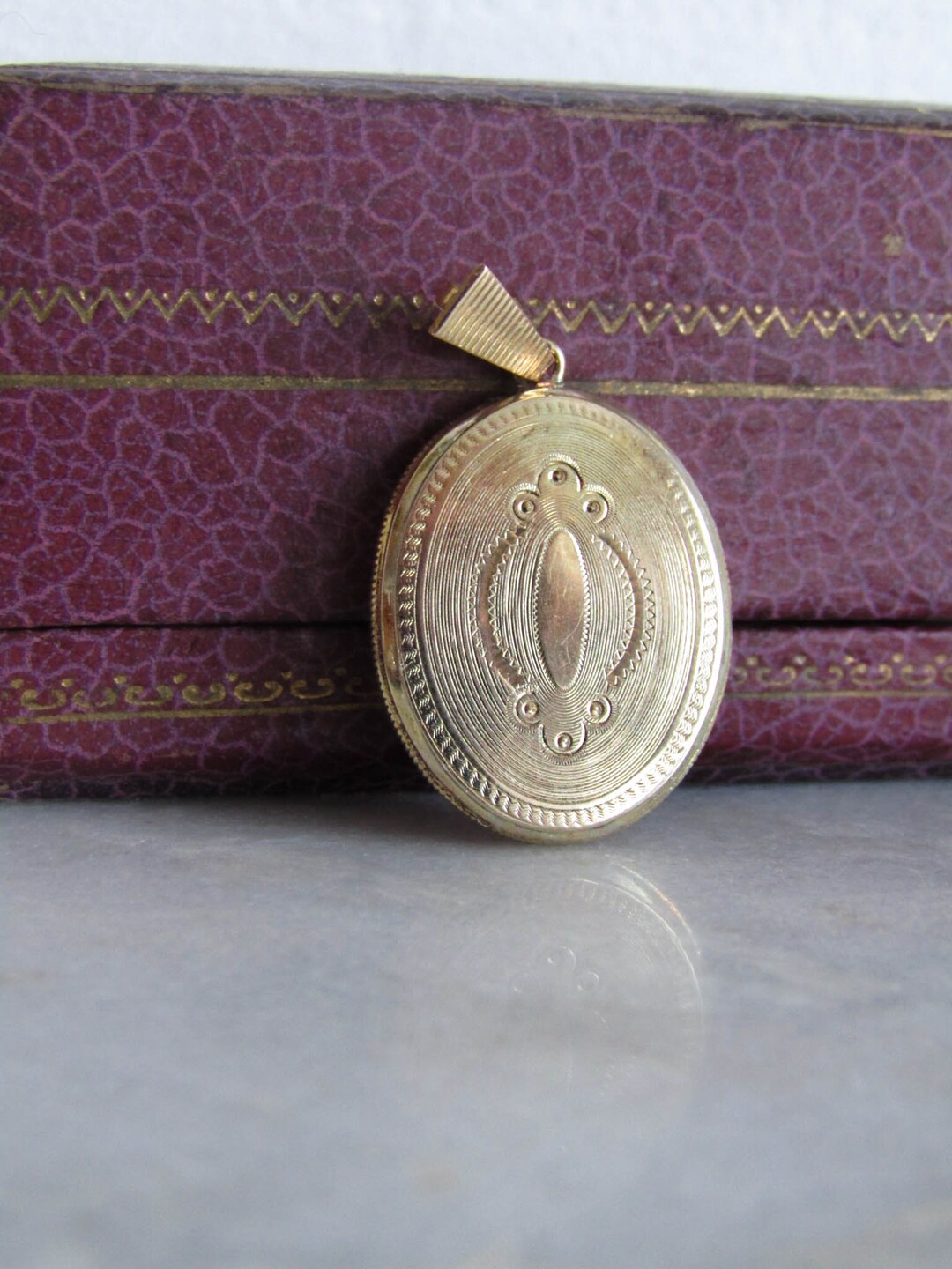 Antique Gold Filled Guilloche Engine Turned Pendant Locket With ...