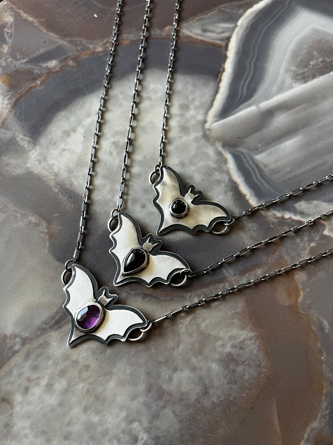 Bat Choker With Garnet - Etsy