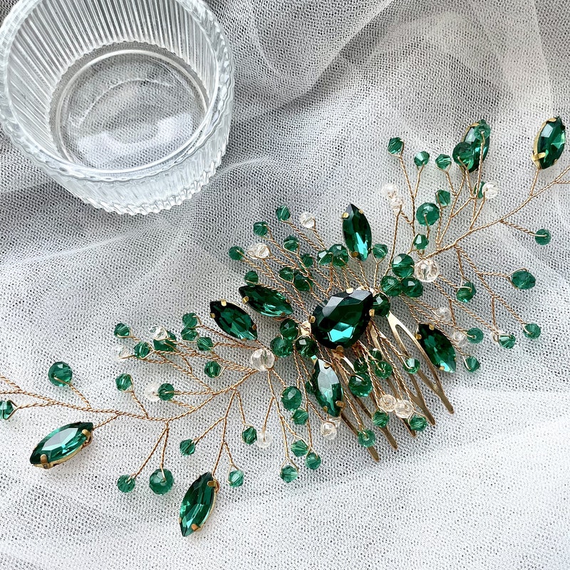 Emerald Headband Comb - Etsy UK