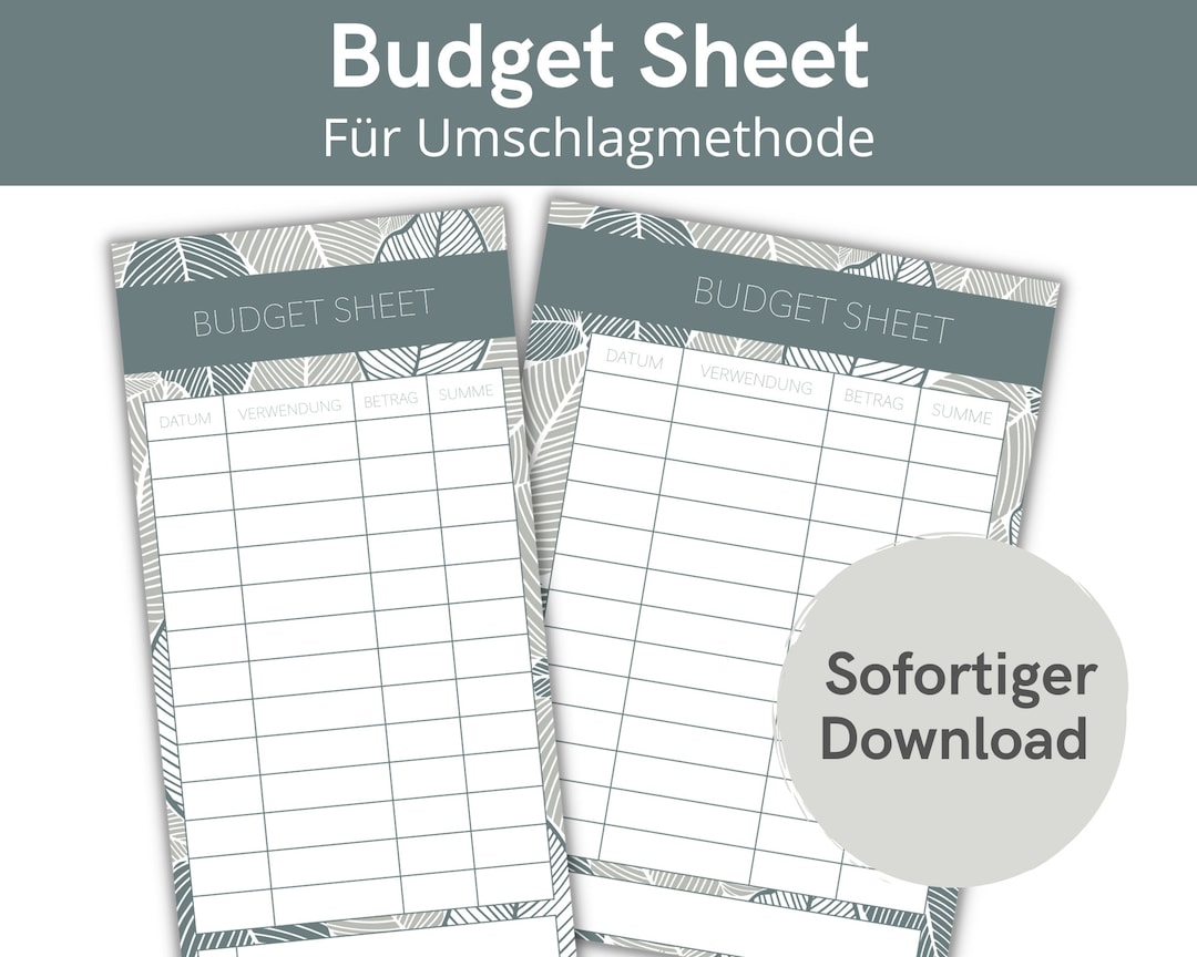 Budget Sheet Leaves Design | Budget Cover Page | Envelope Method ...