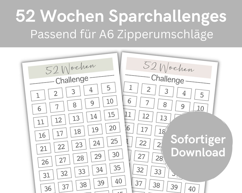 52 Week Savings Challenges | 2 Colors With 2 Versions + Matching ...