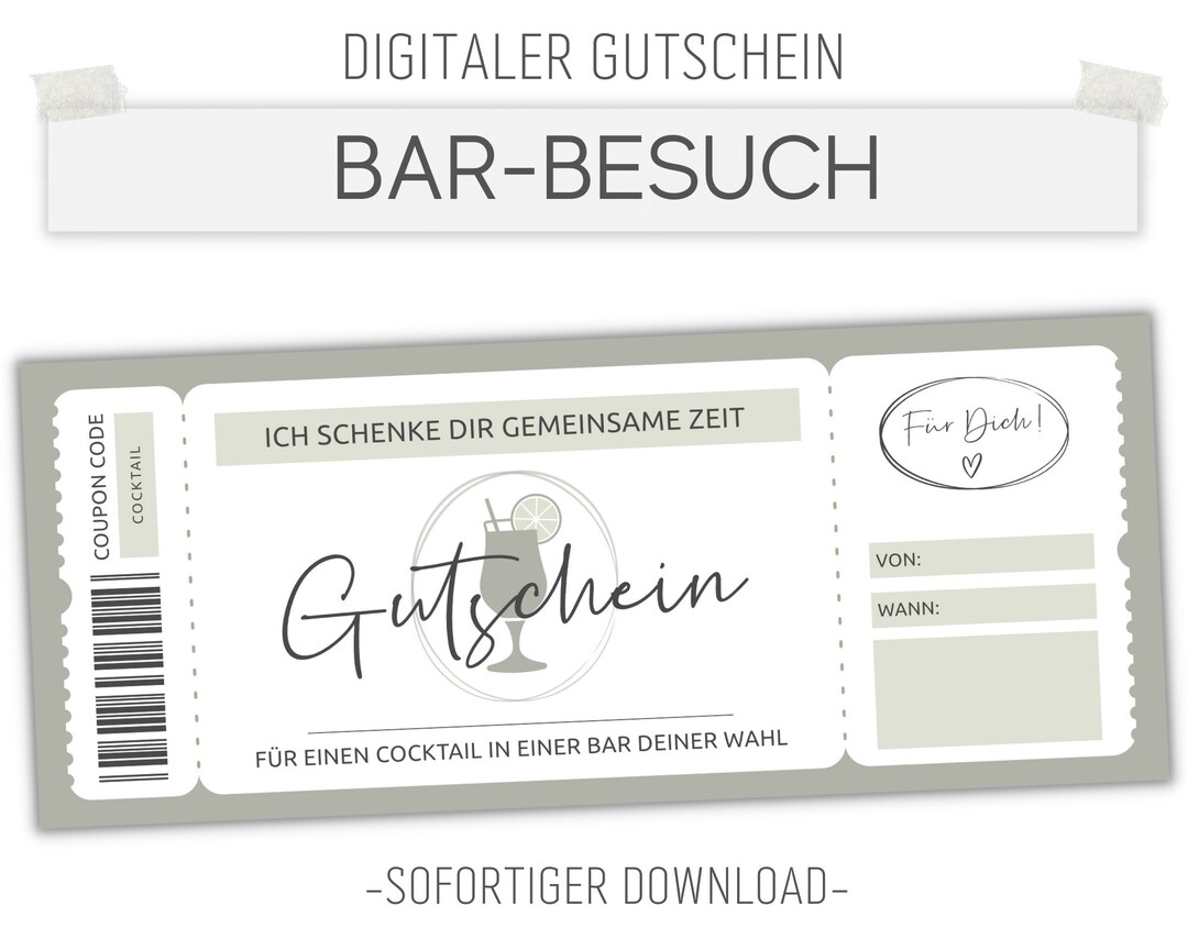 Green Cocktail Voucher | Editable Template | Printable | Printable ...