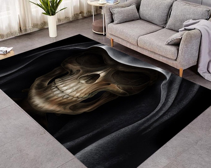 Tufted Skull Rug, Handmade Witchy Rug, Gothic Bedroom Decor, Tufted Rug ...