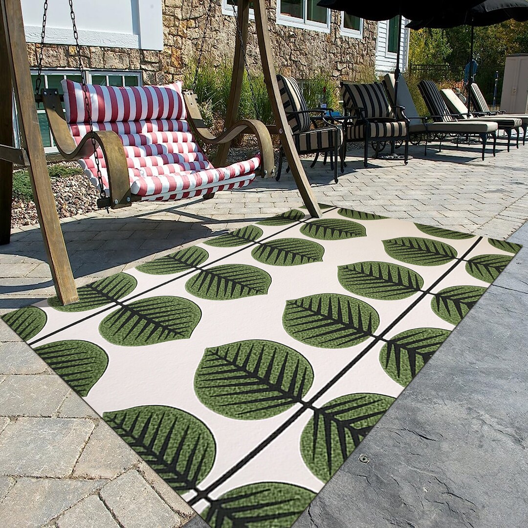 Ethnic Pattern,leaf Decor,green Rug,outdoor Rug,garden Rug,doormat ...